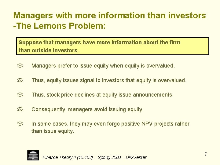 Capital Structure Informational and Agency Considerations The Big