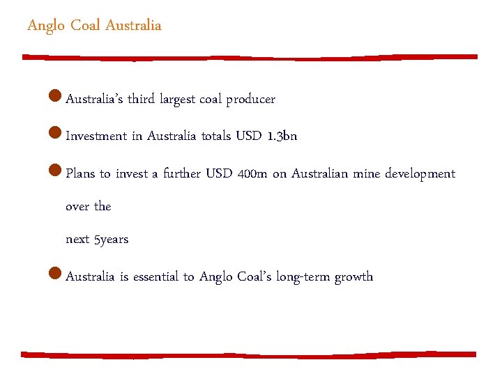 Anglo Coal Australia Group Structure Anglo Coal Australias