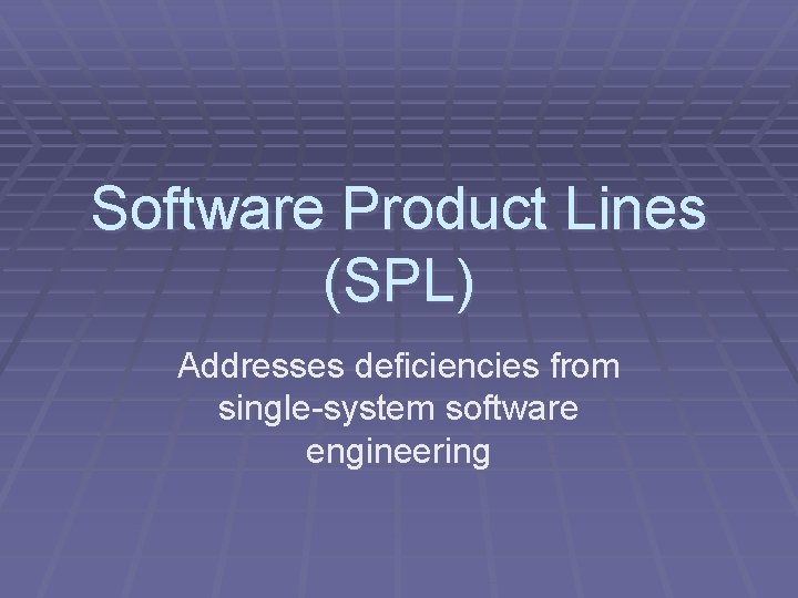 Software Engineering and Productline architectures problem domain Roberto