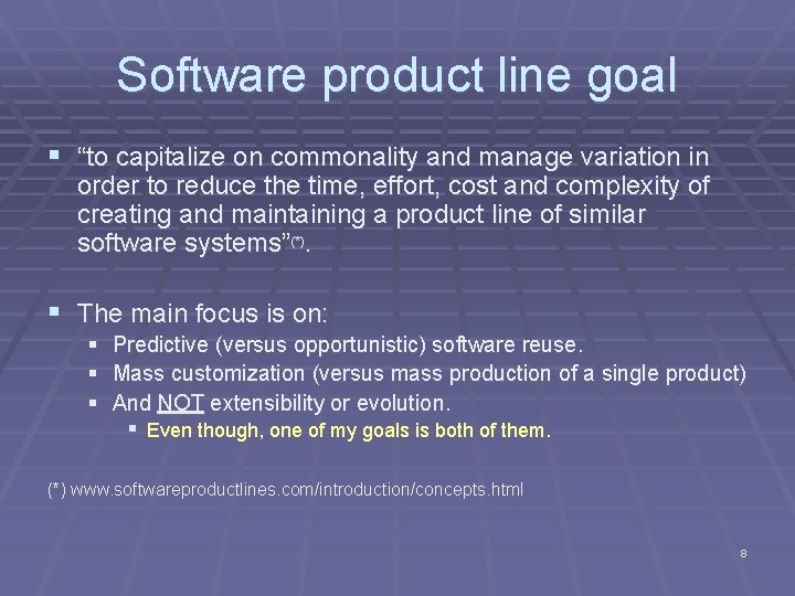 Software Engineering and Productline architectures problem domain Roberto
