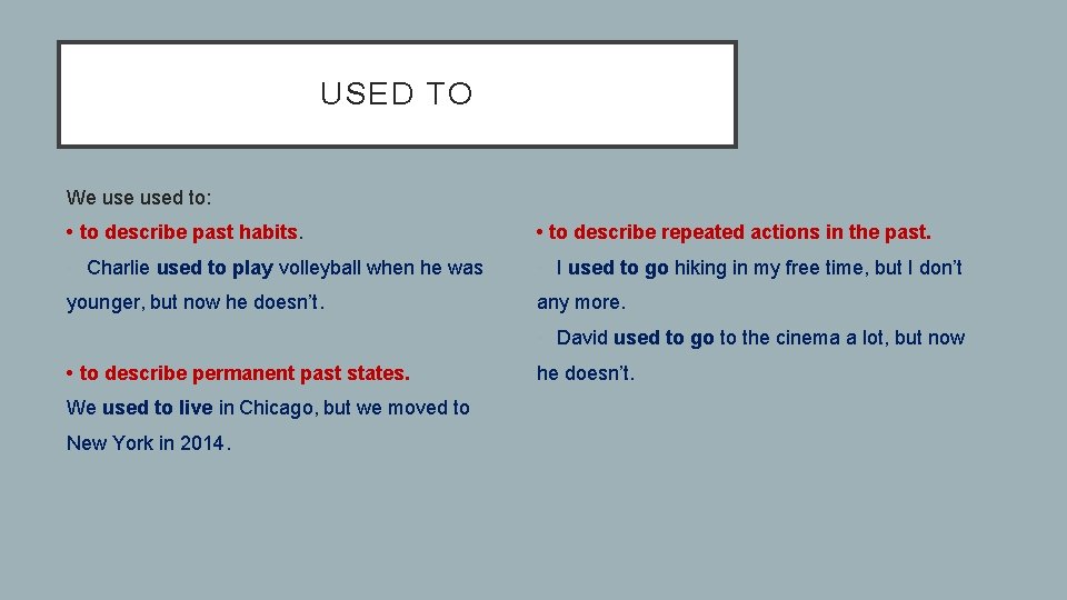 HABITS OLD ROUTINES PREPARED BY ENGLISH TEACHER MELDA