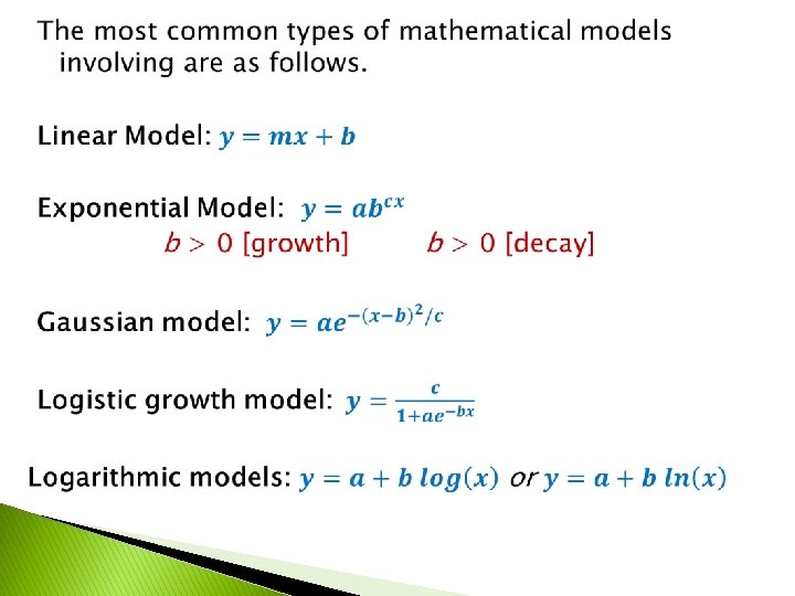 Modeling with Nonlinear Regression Skill 17 Objectives Recognize