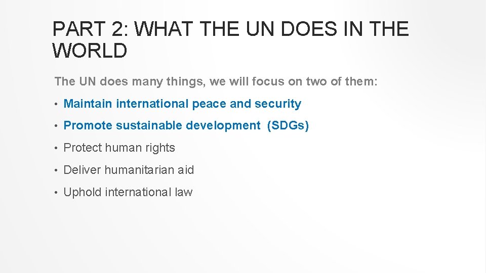 THE UNITED NATIONS THE UNITED NATIONS An International