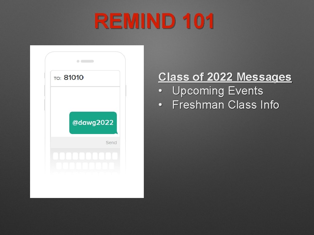 Welcome Class of 2022 Parents REMIND 101 Class