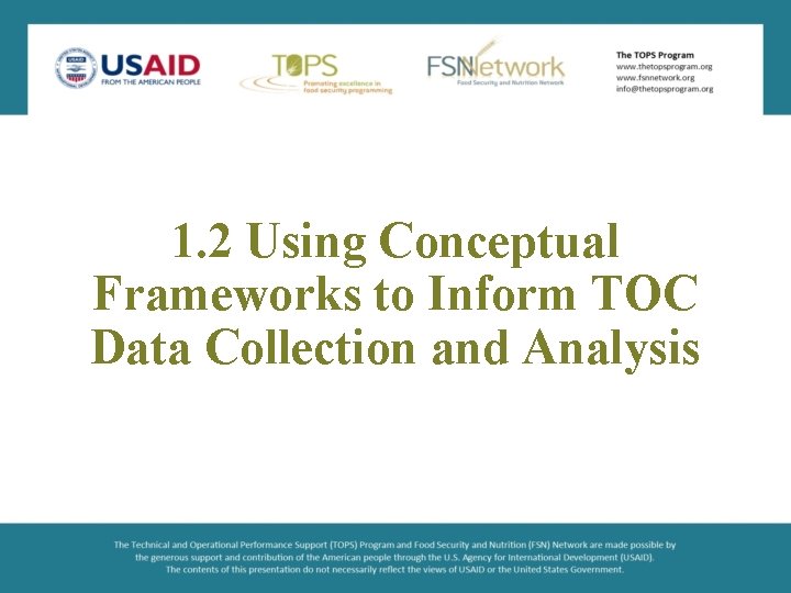 1 2 Using Conceptual Frameworks to Inform TOC