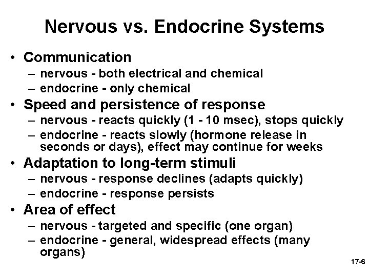 Chapter 17 The Endocrine System 17 1 Overview