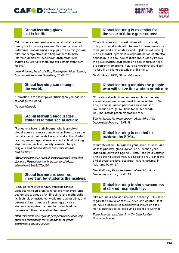 Exploring global learning Everything is connected Concern for