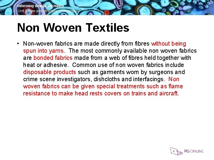 Textiles Section 3 Materials and Their Working properties
