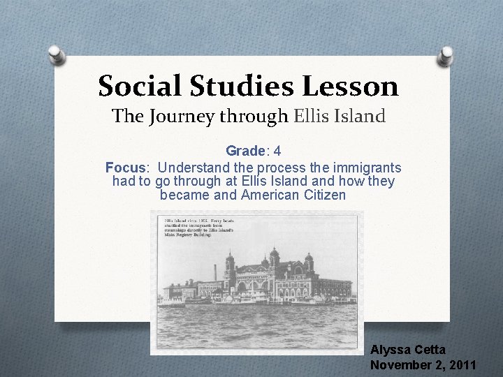 Social Studies Lesson The Journey through Ellis Island