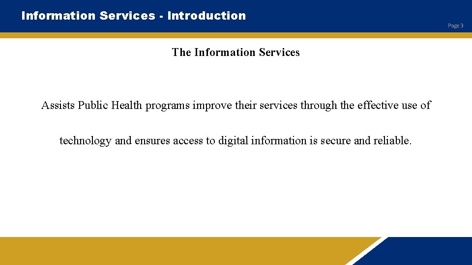 Public Health Information Services DPH Information Services Presentation
