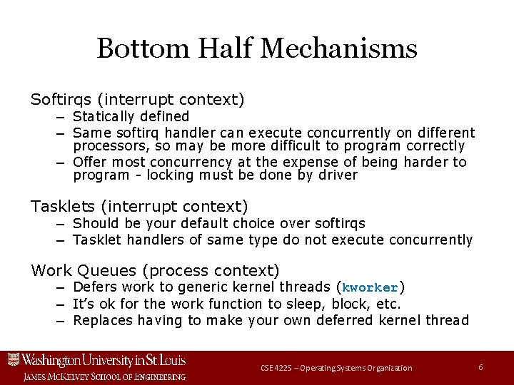 Top Half Bottom Half Processing David Ferry Chris