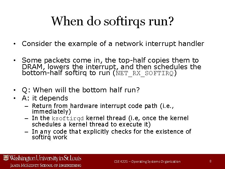 Top Half Bottom Half Processing David Ferry Chris
