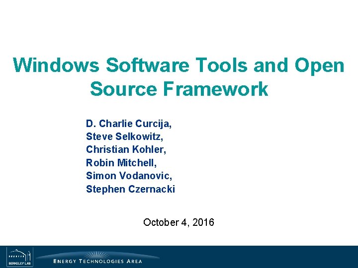 Windows Software Tools and Open Source Framework D