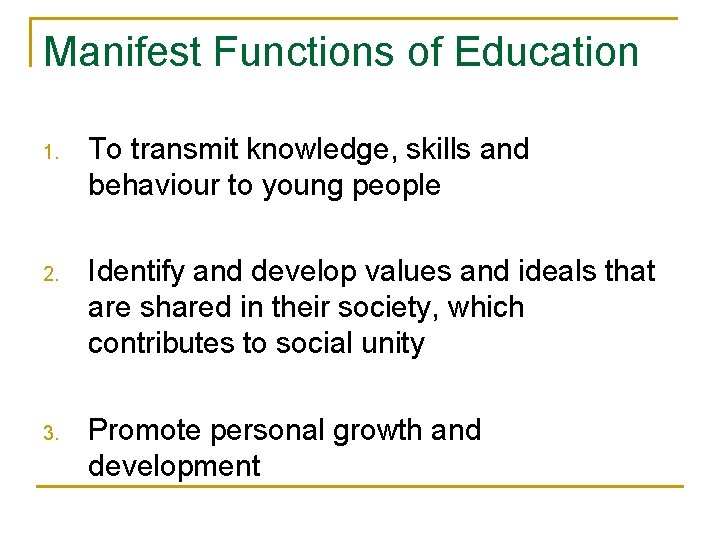 Social Institutions n A cluster of social structures