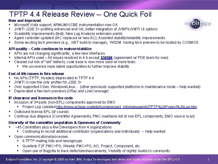 TPTP 4 4 Release Review One Quick Foil