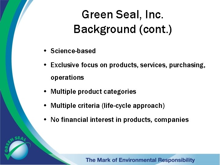 Green Seal Paint Standards and Certification Mark Petruzzi