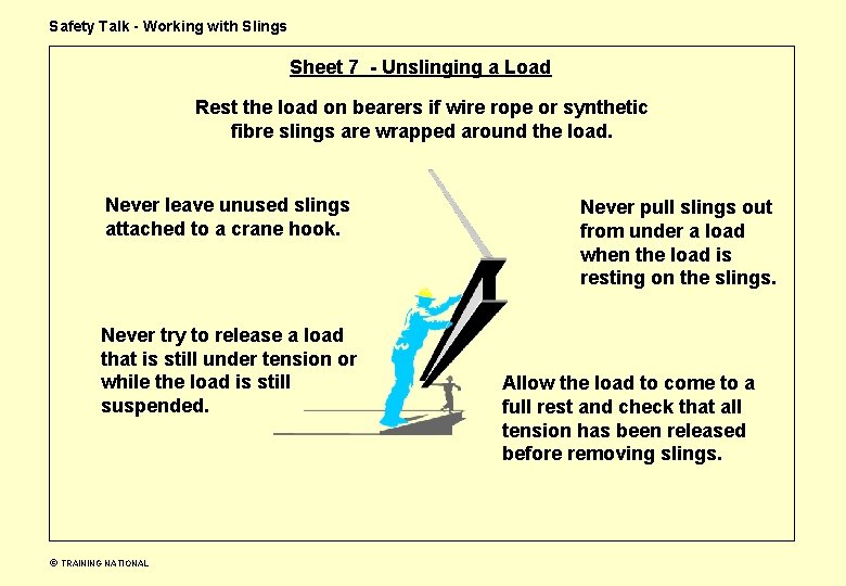 Safety Talk Working with Slings Sheet 1 Checking