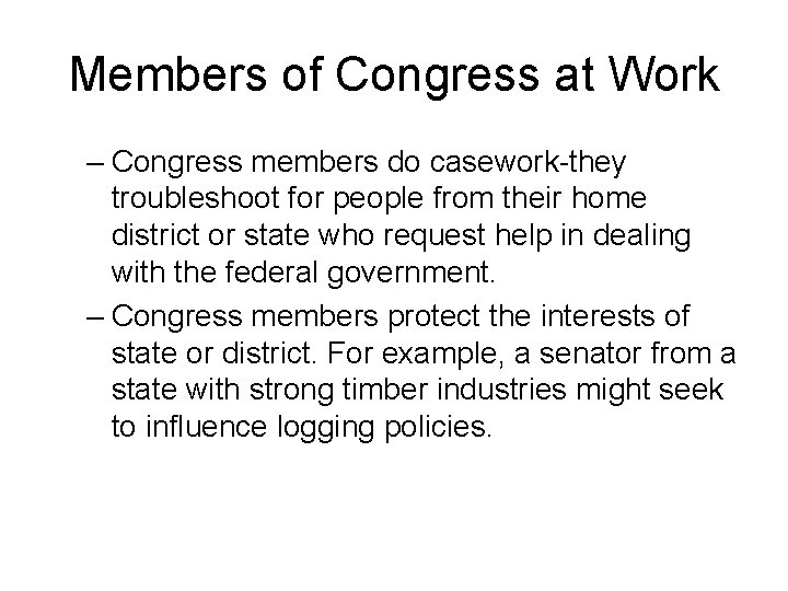Representing the People Requirements and Benefits of Congress