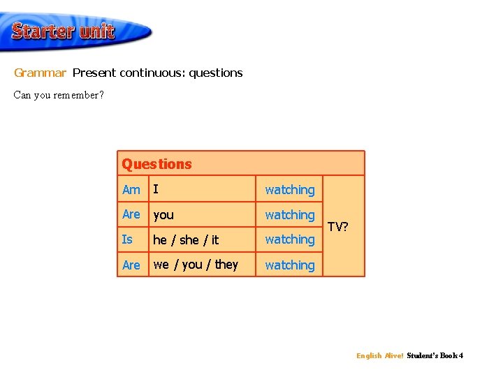 English Alive Students Book 4 Whiteboard Presentation Grammar