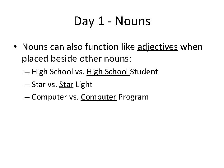 Grammar Lessons Week 1 A review of nouns