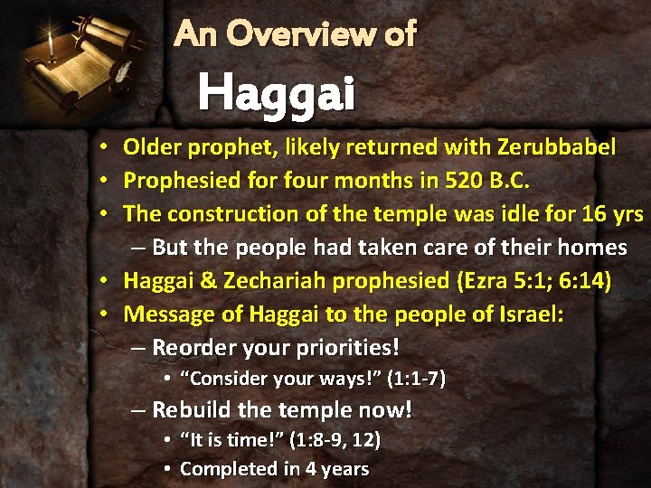 An Overview of Haggai Zechariah Malachi Nineveh Jonah