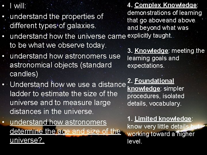 4 Complex Knowledge I will demonstrations of learning