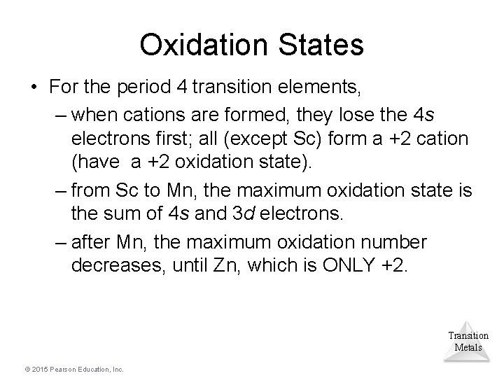 Lecture Presentation Chapter 23 Transition Metals and Coordination