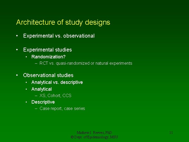 EPI546 Block I Lecture 8 Study Design I