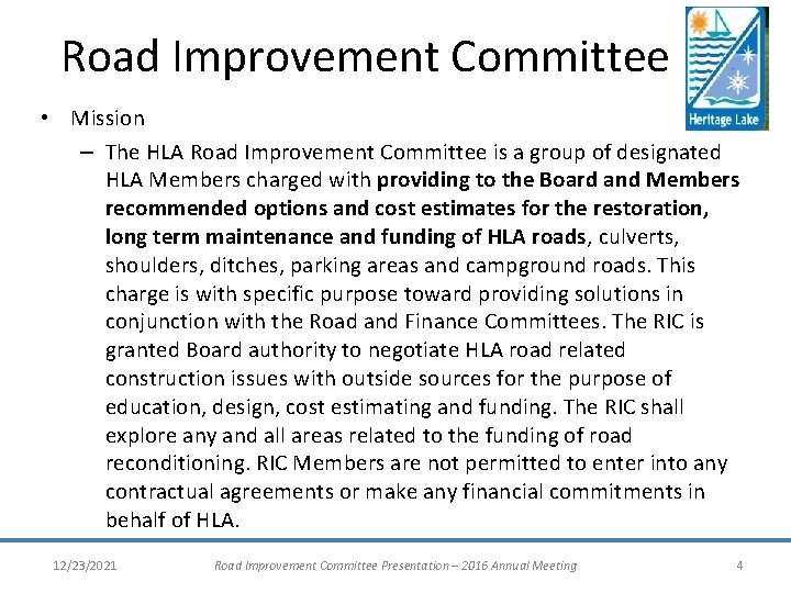 Road Improvement Presentation Road Improvement Committee RIC Informational