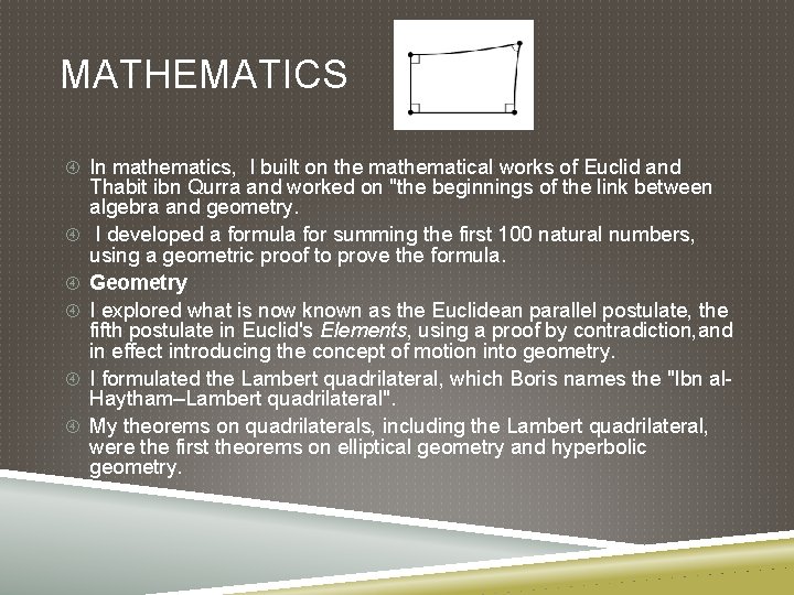 MATH PROJECT IBN AL HAYTHAM AL HAZEN Done