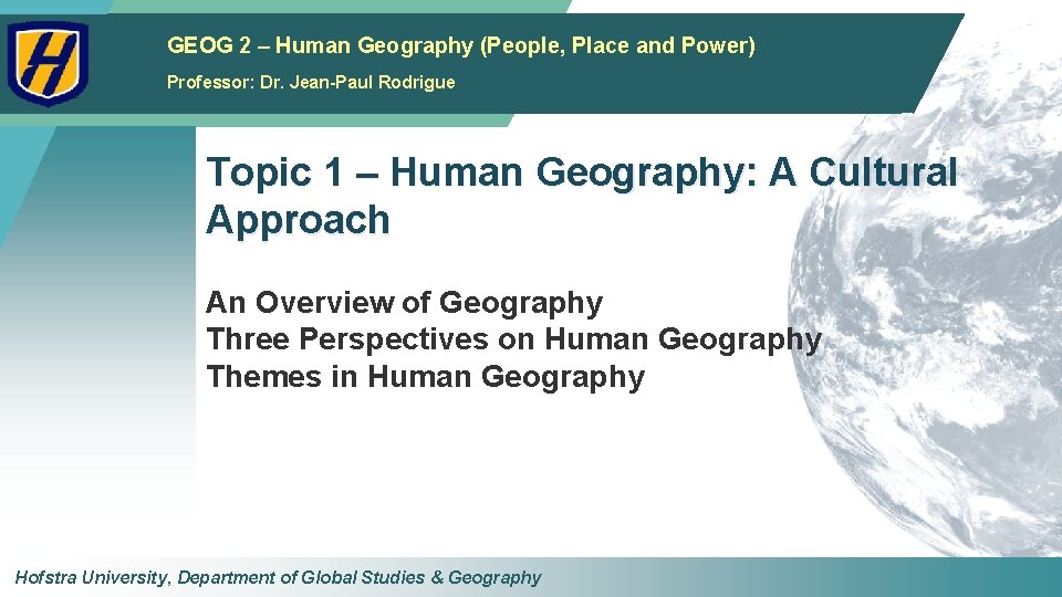 GEOG 2 Human Geography People Place and Power
