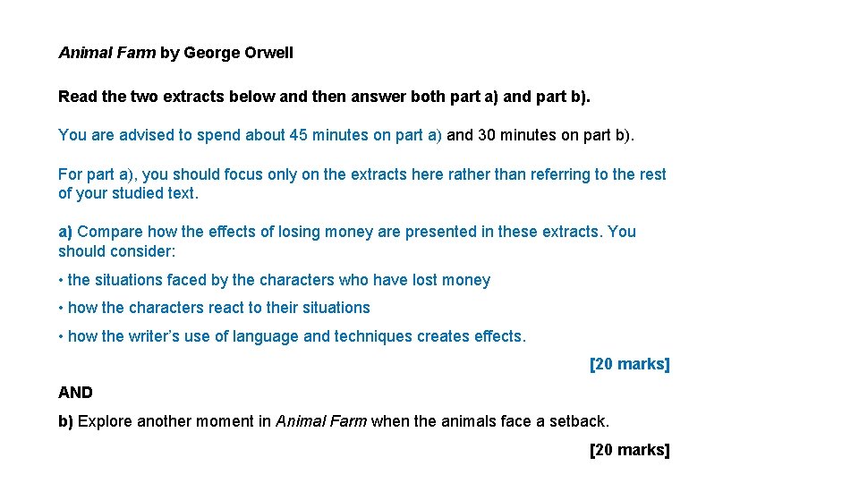 Animal Farm by George Orwell Read the two
