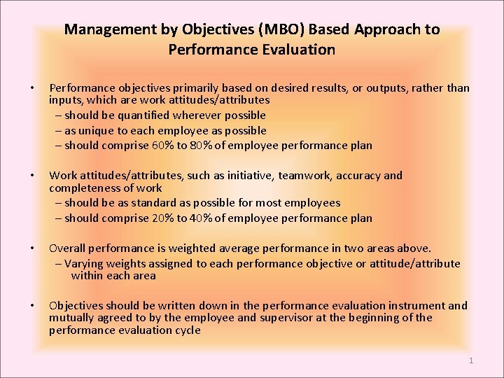 Management by Objectives MBO Based Approach to Performance