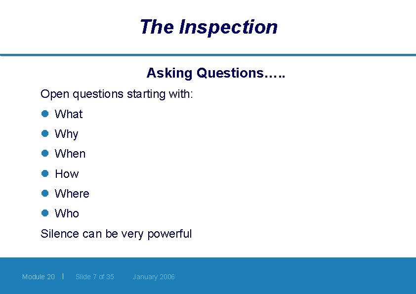 GMP Inspection Process The Inspection Module 20 Slide