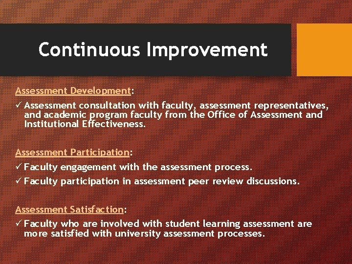 Continuous Improvement Plan Building a Culture of Continuous