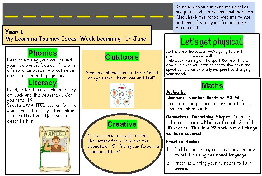 Remember you can send me updates and photos