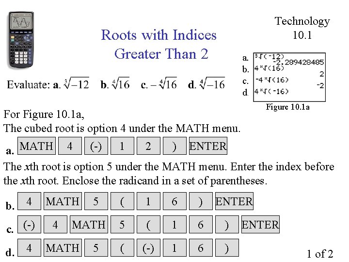 Technology 10 1 Roots with Indices Greater Than