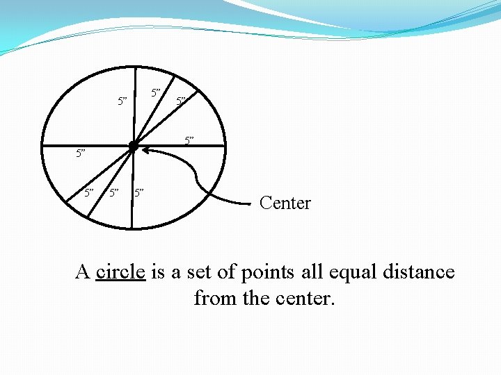 5 5 Center A circle is a set