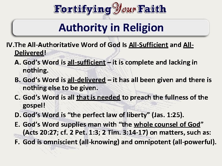 Lesson 4 Authority in Religion Authority in Religion