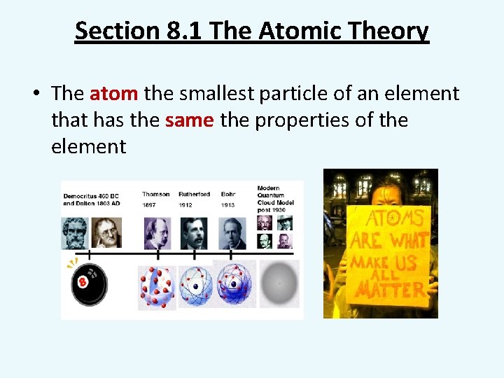 Section 8 1 The Atomic Theory The atom