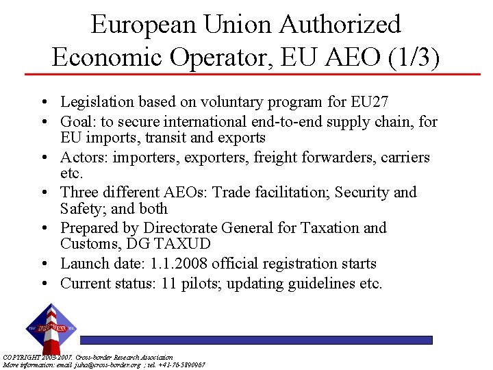 Supply Chain Security Management European Views Supply Chain