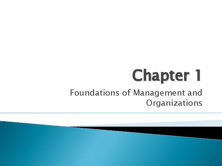 Chapter 1 Foundations of Management and Organizations 1
