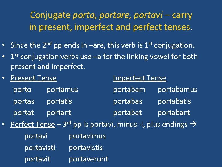 Conjugating Verbs Present Imperfect Perfect Tenses Background Info