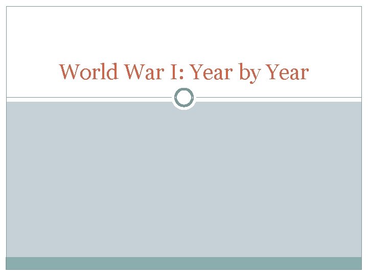 World War I Year by Year World War
