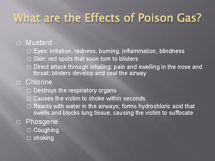 POISON GAS By Charley Kate Barcroft Introduction According