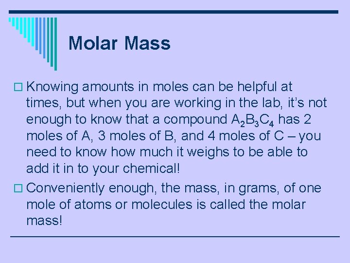 Chemical Calculations Lesson 1 Mass Moles and Molar