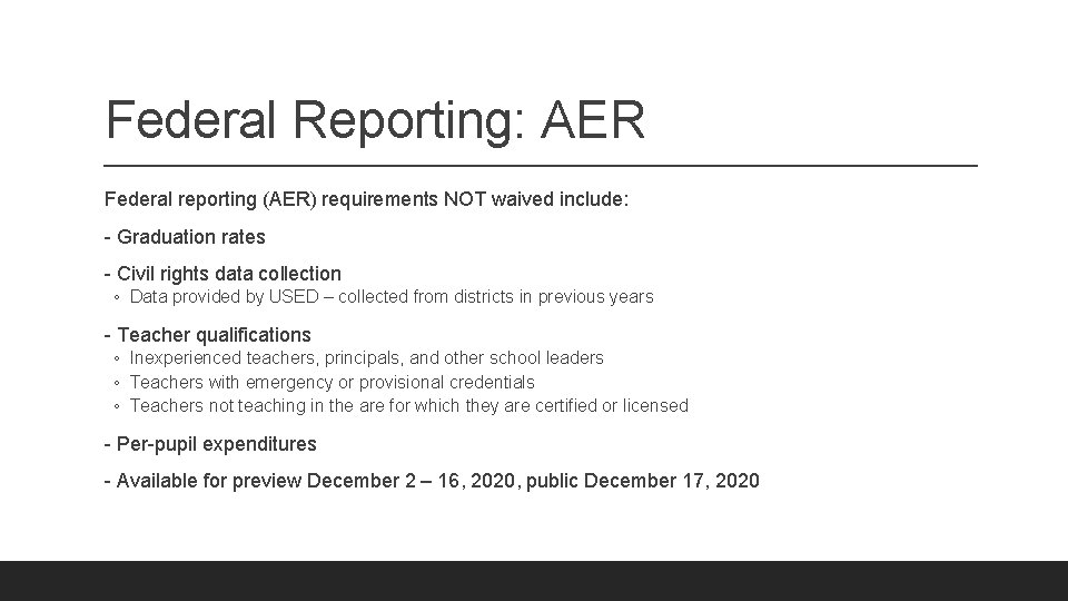 Accountability and Reporting Updates SLIP JANUARY 2021 Federal
