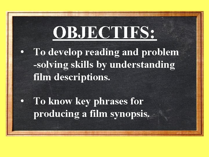 OBJECTIFS To develop reading and problem solving skills