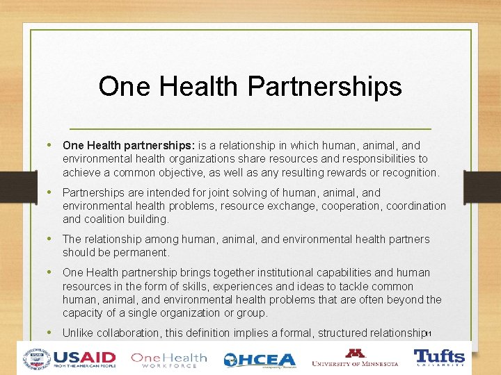 One Health Collaboration and Partnership Power Point No