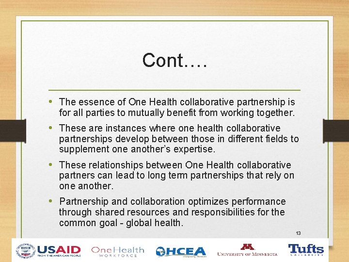 One Health Collaboration and Partnership Power Point No